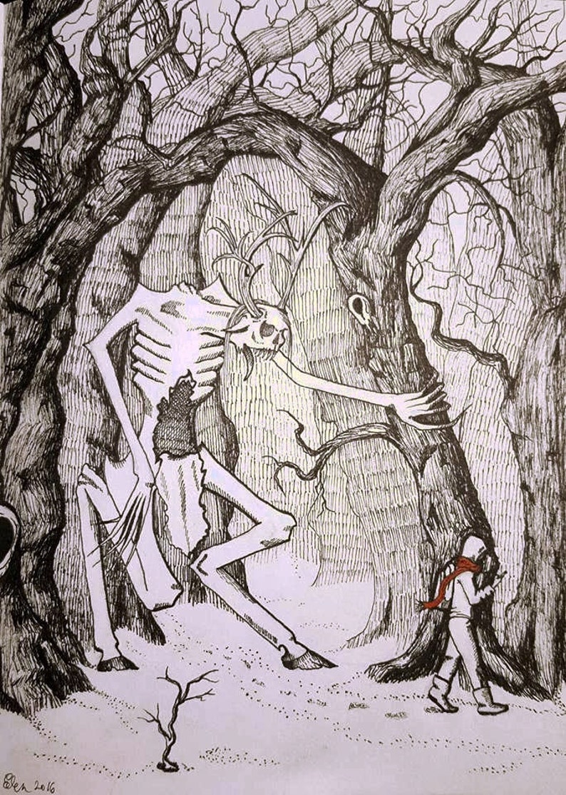 Modern Monster Pen & Ink Art Print Creepy Cryptid Paranormal ...