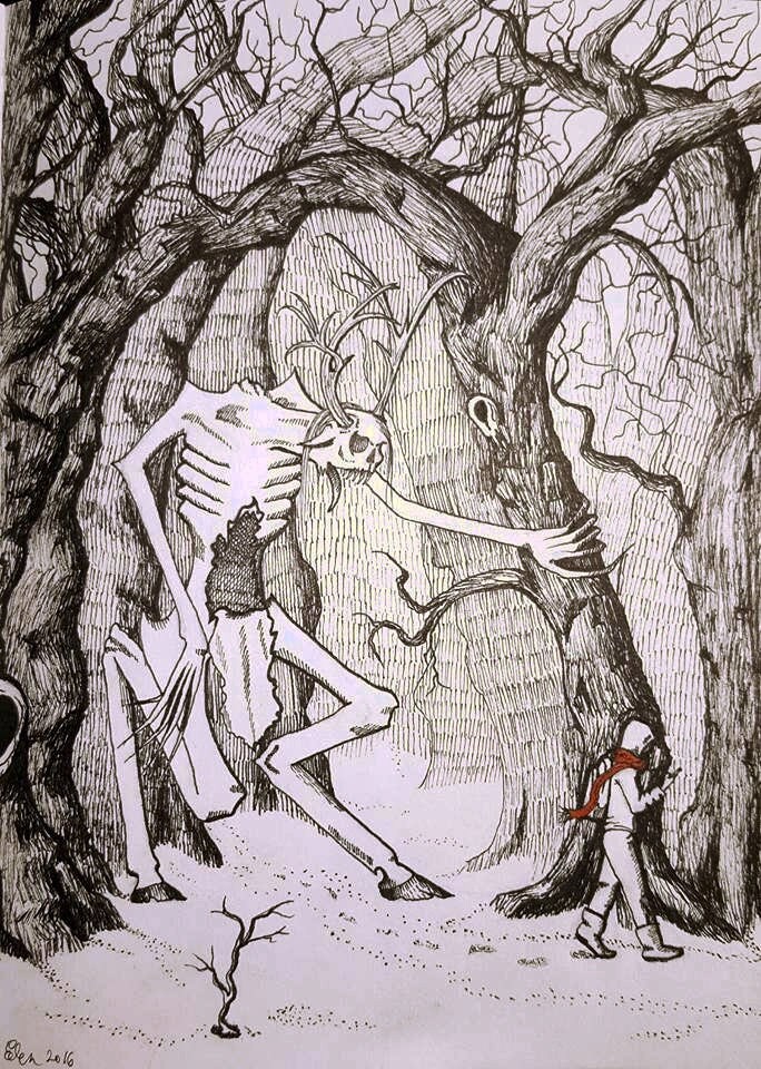 Modern Monster Pen & Ink Art Print Creepy Cryptid Paranormal ...