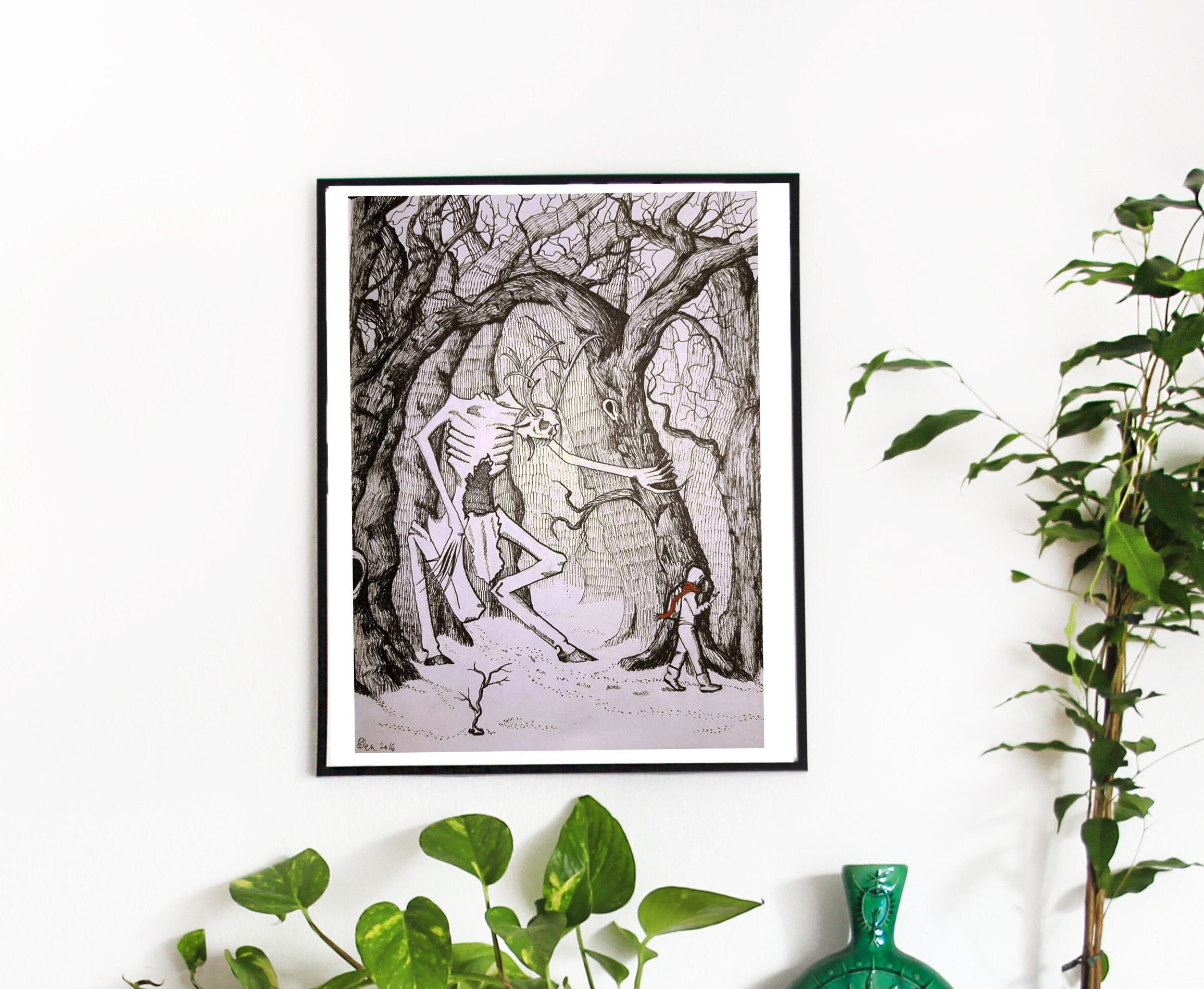 Modern Monster Pen & Ink Art Print Creepy Cryptid Paranormal ...