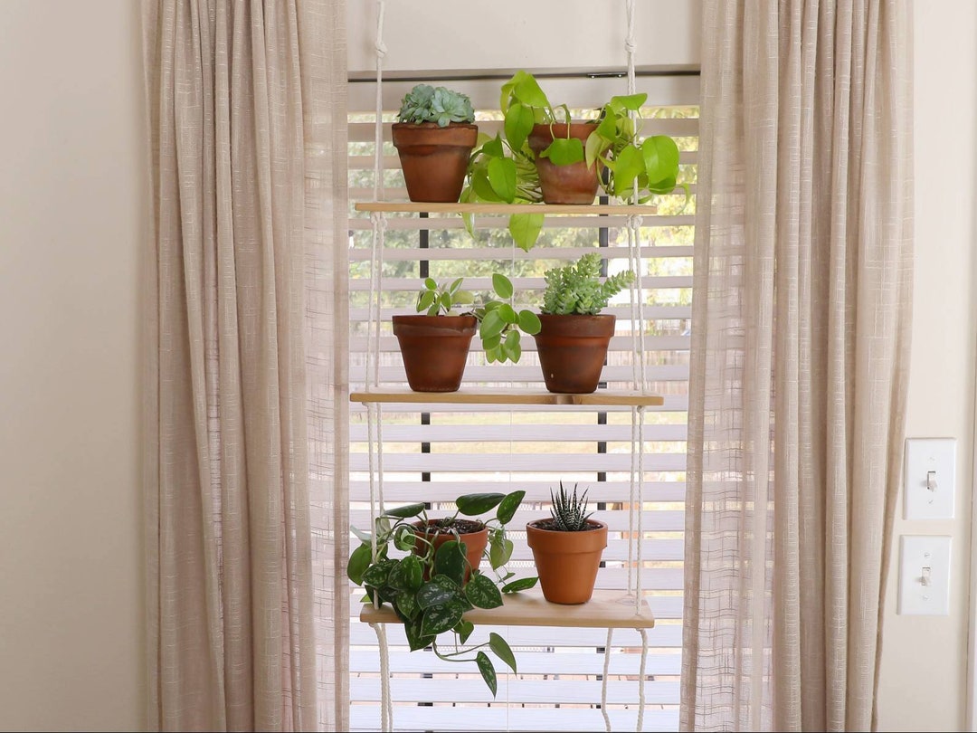 Hanging Plant Shelf Indoor Planter Window Shelf Tiered Hanging Shelf ...