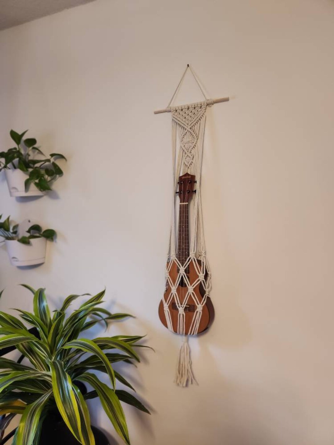 Macrame Ukulele Holder Macrame Wall Decor Boho Decor Living Room Decor ...