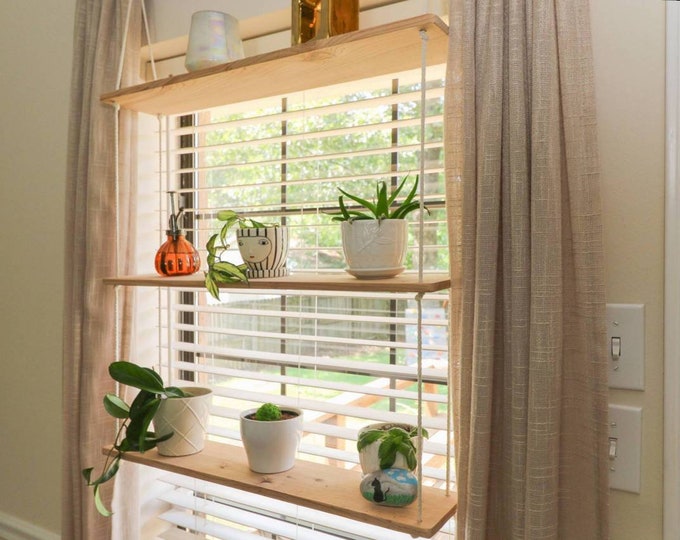 Hanging Plant Shelf- Indoor Planter - Window Shelf - Hanging Planter ...