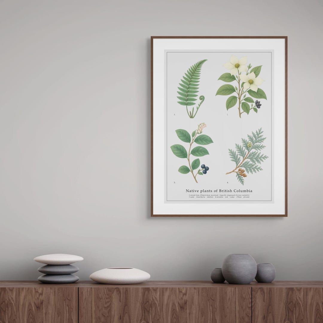 British Columbia Native Plants Wall Art - Botanical Vintage Art Print ...