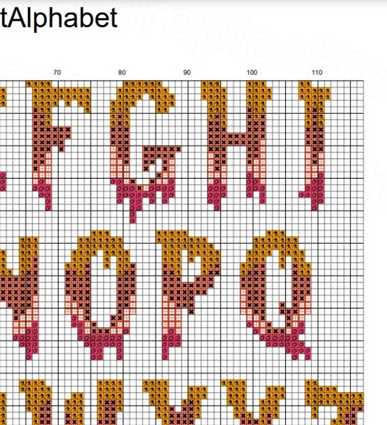 Creepy Colorful Ombre Alphabet Cross Stitch Pattern - Etsy