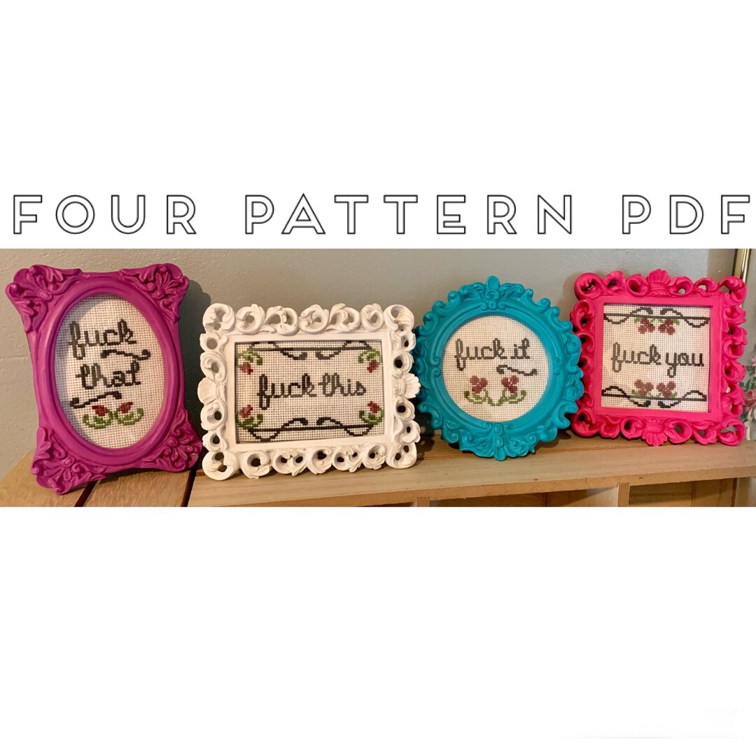 Inappropriate Cross Stitch Set of 4 Patterns - Etsy