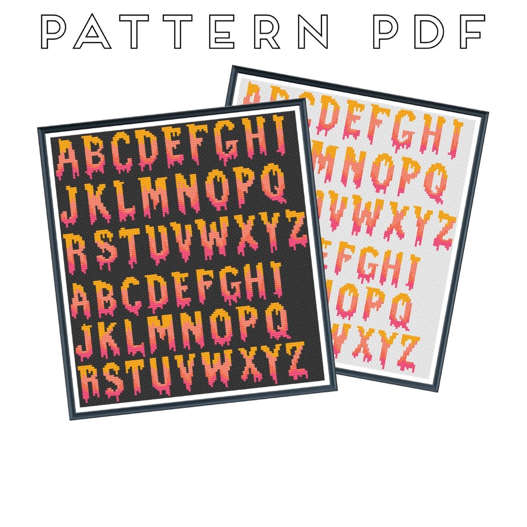 Creepy Colorful Ombre Alphabet - Cross Stitch Pattern - Etsy