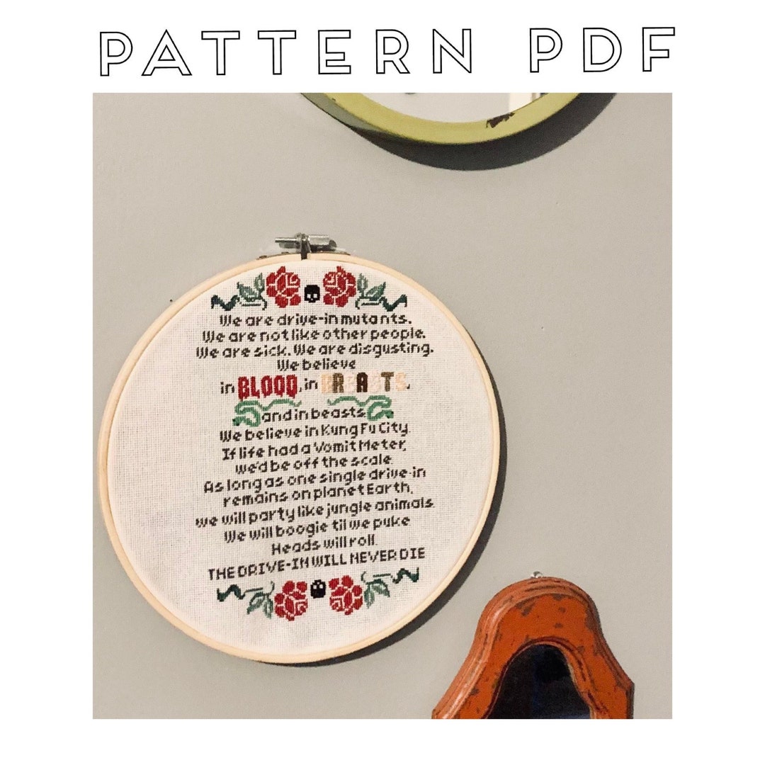 Joe Bob Briggs "the Drive-in Oath" Cross Stitch Pattern - Etsy