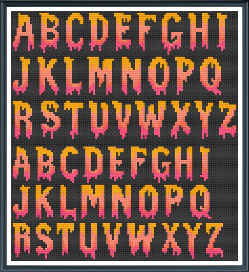 Creepy Colorful Ombre Alphabet Cross Stitch Pattern - Etsy