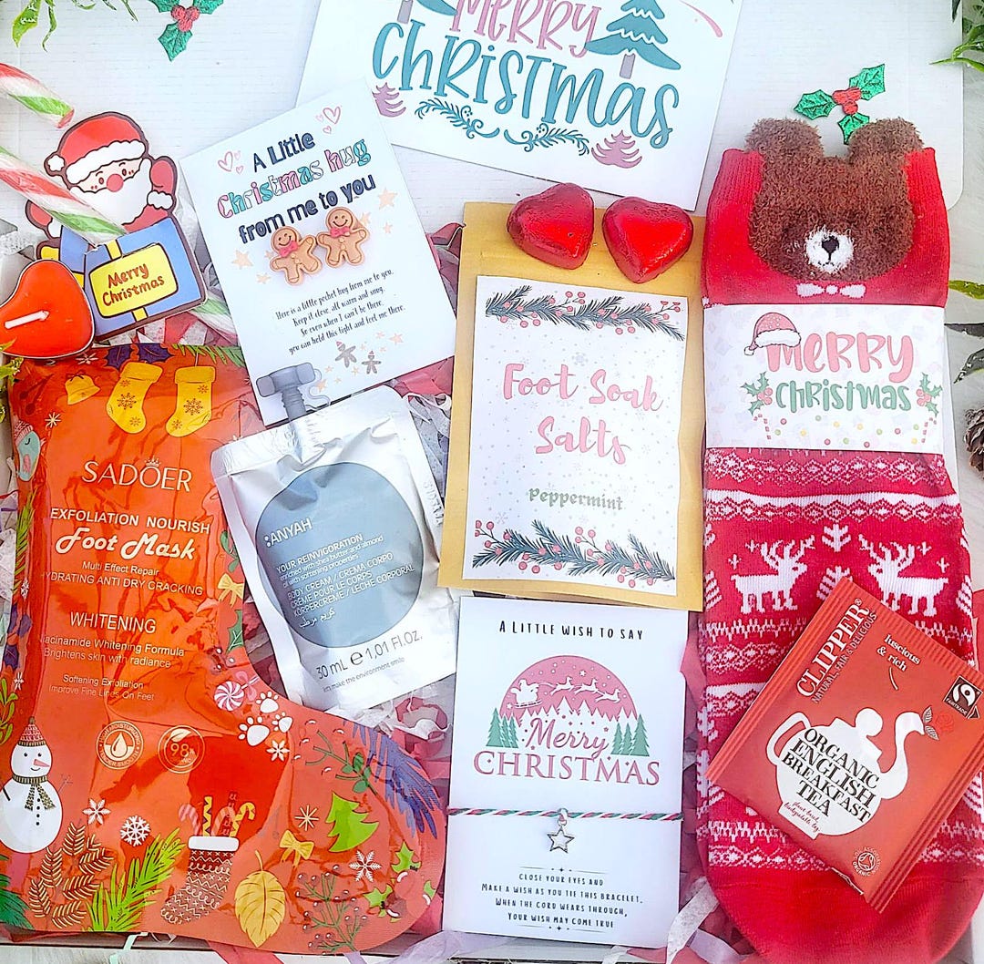 Christmas Personalised Secret Santa Xmas Pamper Hamper Socks Gift Box ...