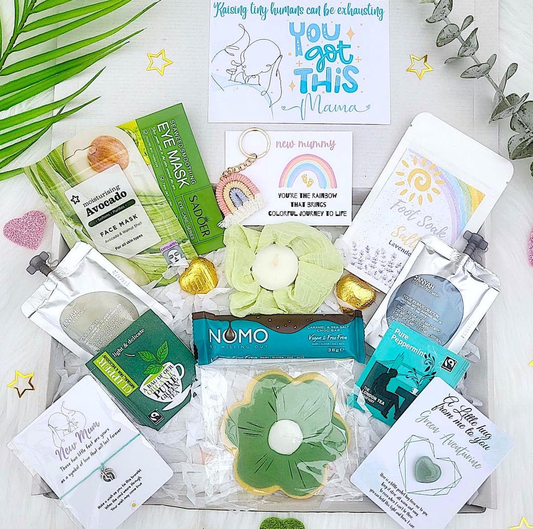 New Mum Calming Green Spa Box, New Mum Spa Letterbox Gift, New Mummy ...