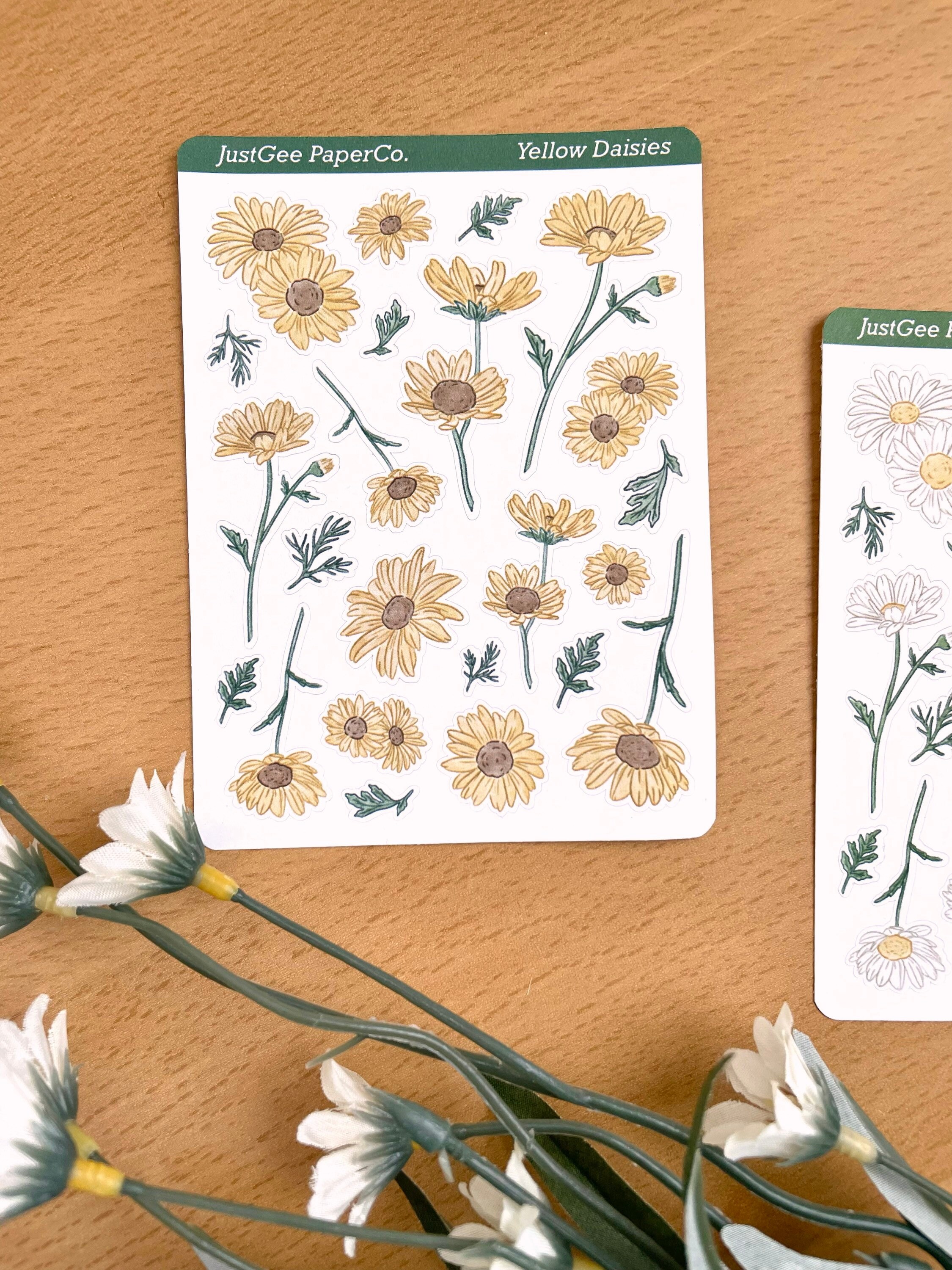 Daisy Sticker Sheet / Yellow White Daisies / Spring Summer - Etsy