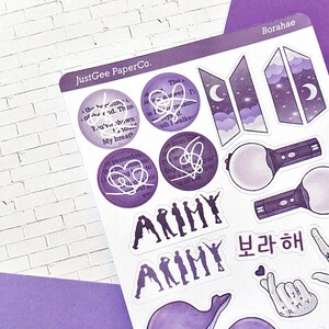 Buy BTS ARMY Stickers / Borahae Sticker Sheet for Journal, Planner ...