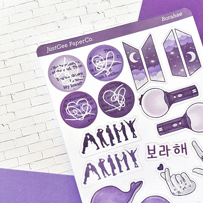 BTS ARMY Stickers / Borahae Sticker Sheet for Journal - Etsy