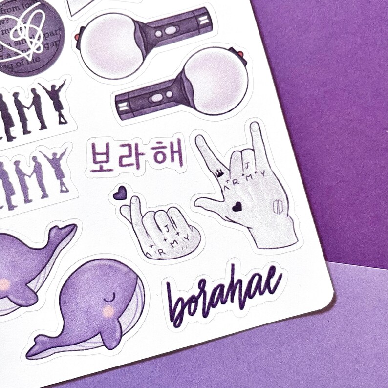 BTS ARMY Stickers / Borahae Sticker Sheet for Journal - Etsy