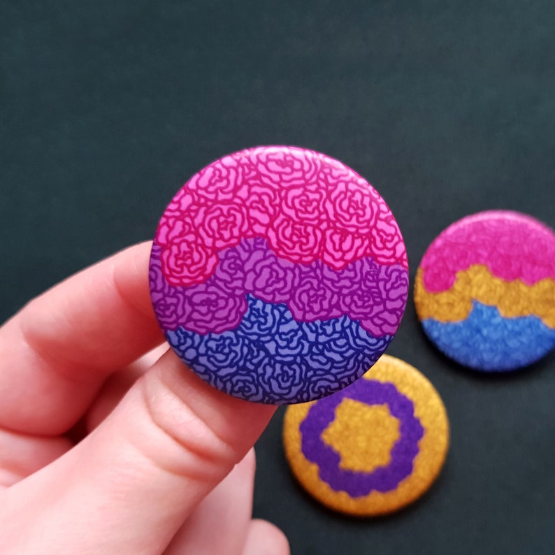 Flower Pride Flag Button - Bisexual - Pansexual - Intersex - Etsy