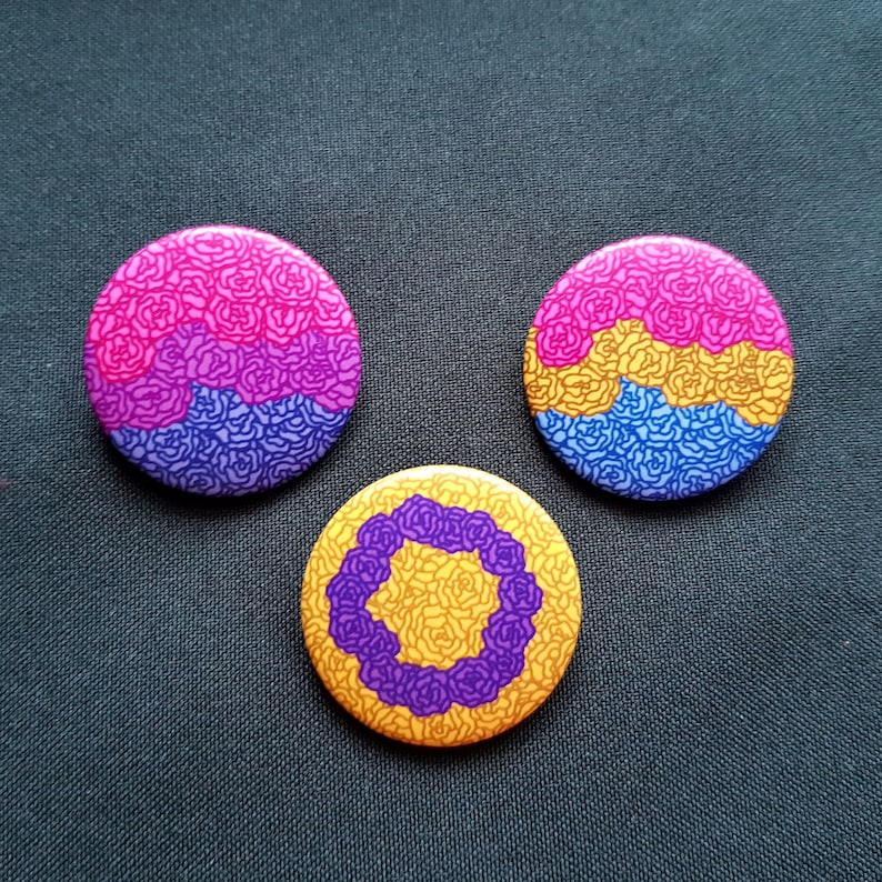 Flower Pride Flag Button - Bisexual - Pansexual - Intersex - Etsy
