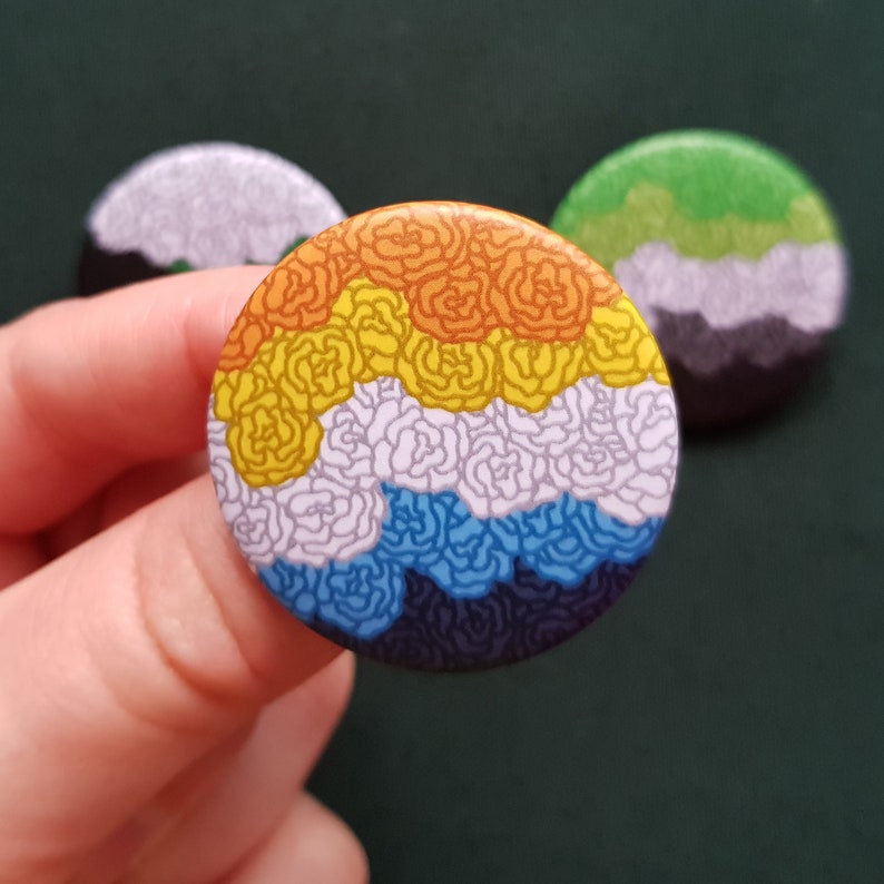 Flower Pride Flag Button Aromanic Demiromantic Aroace - Etsy