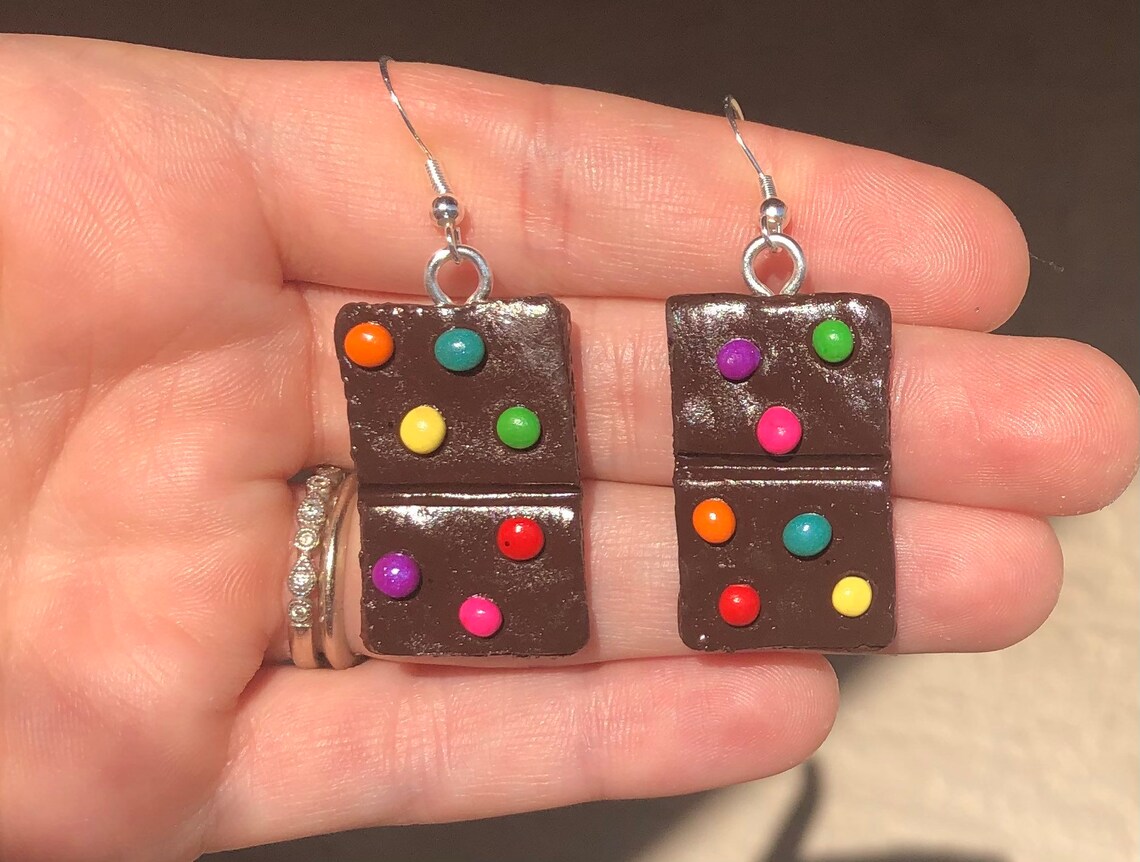 Cosmic Brownie Earrings Food Polymer Clay Handmade Jewelry Etsy