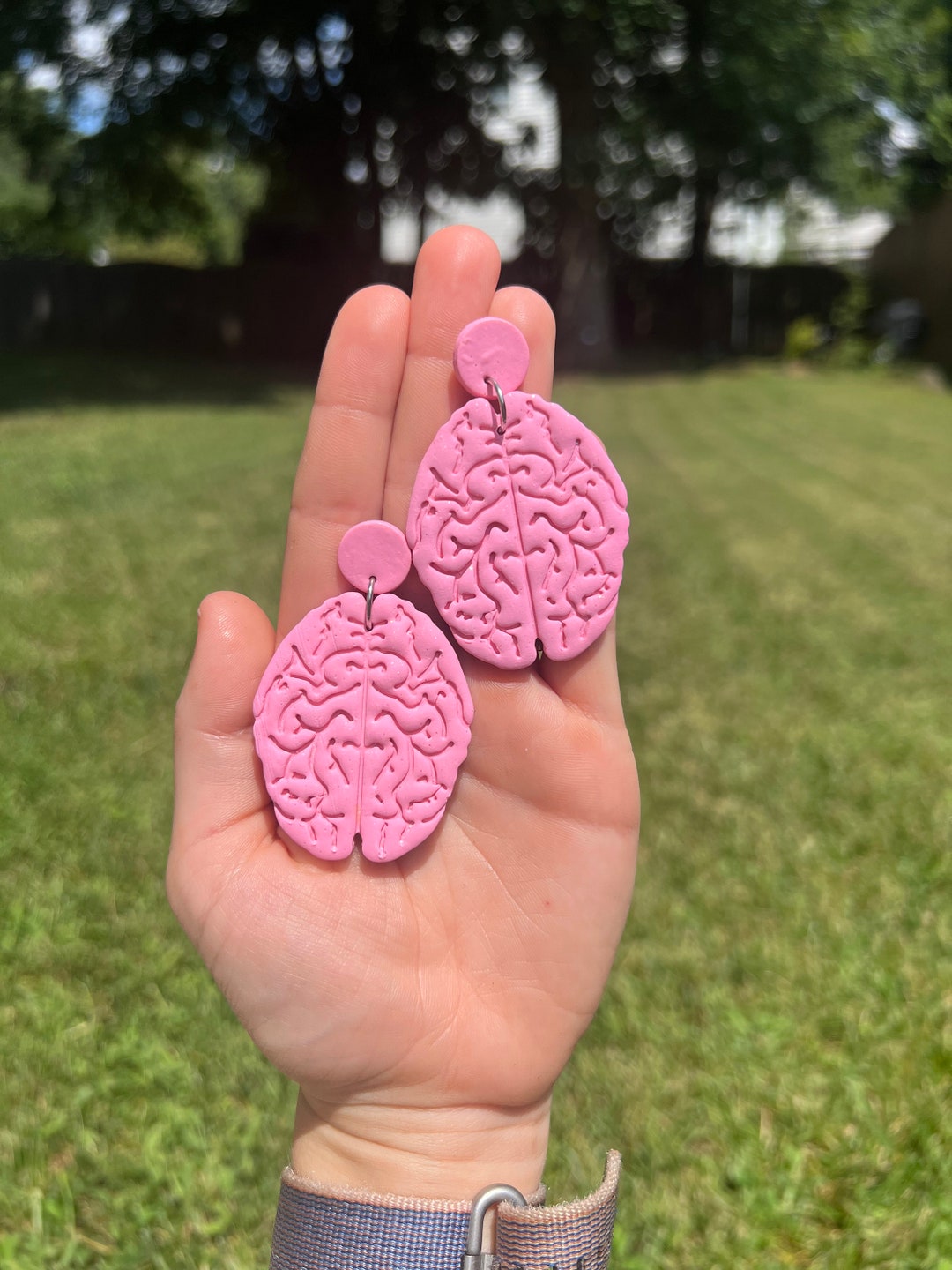 Brain Earrings, Clay Brain, Large Science Earrings, Neuroscience ...