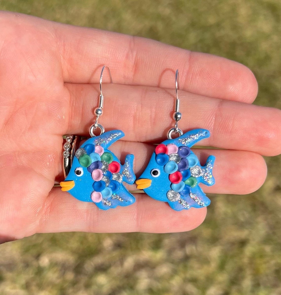 Teacher Fish Earrings Rainbow Sparkly Earrings Childrens - Etsy