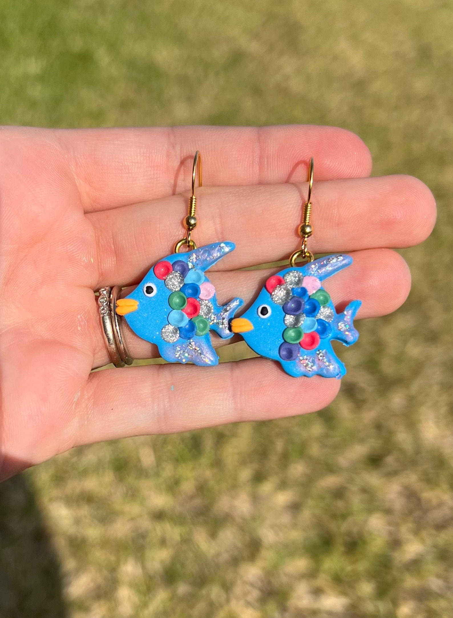 Teacher Fish Earrings Rainbow Sparkly Earrings Childrens - Etsy