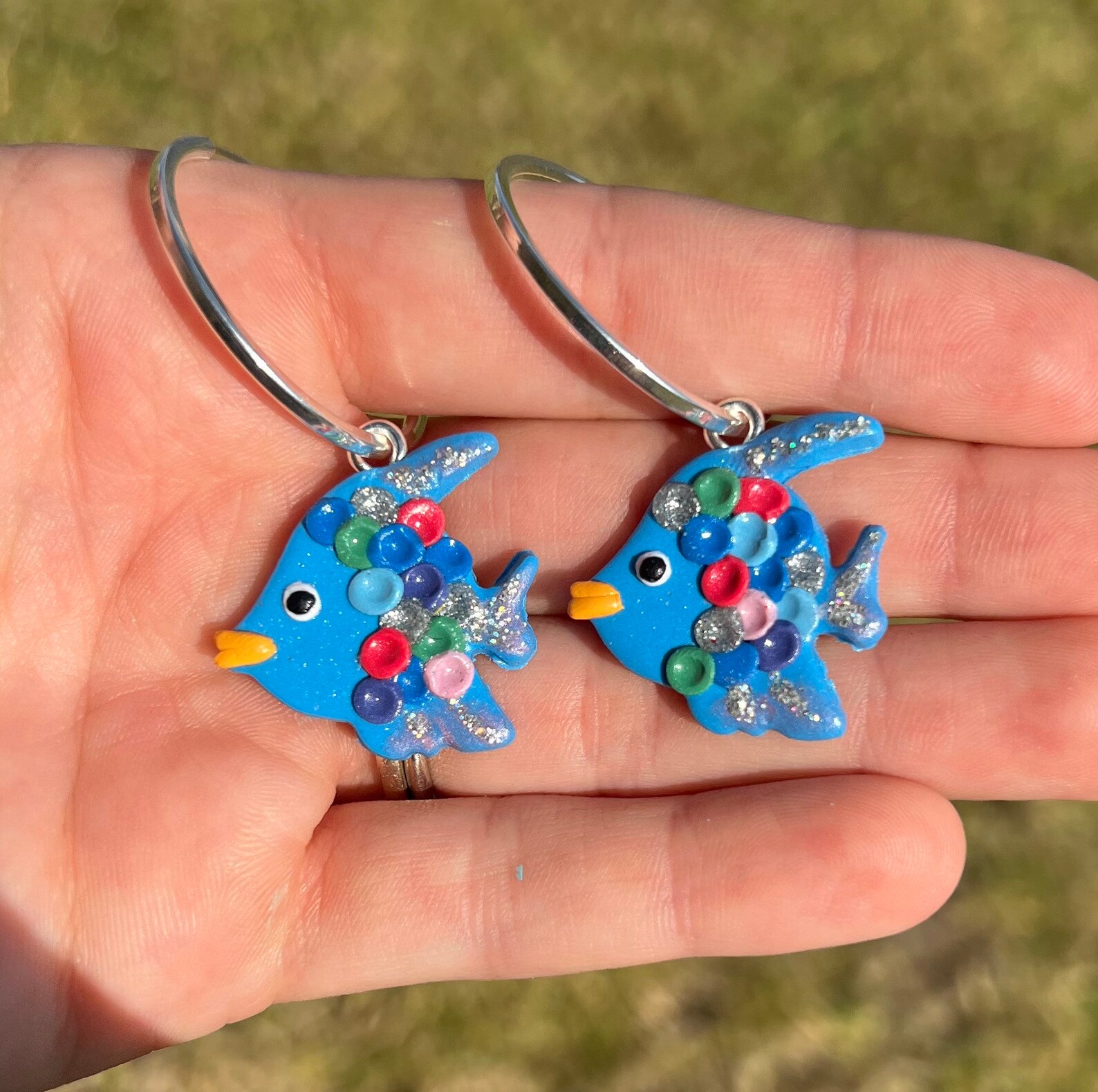 Teacher Fish Earrings Rainbow Sparkly Earrings Childrens - Etsy