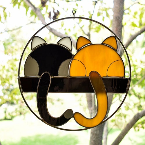Kitty Stained Glass Suncatcher - Etsy