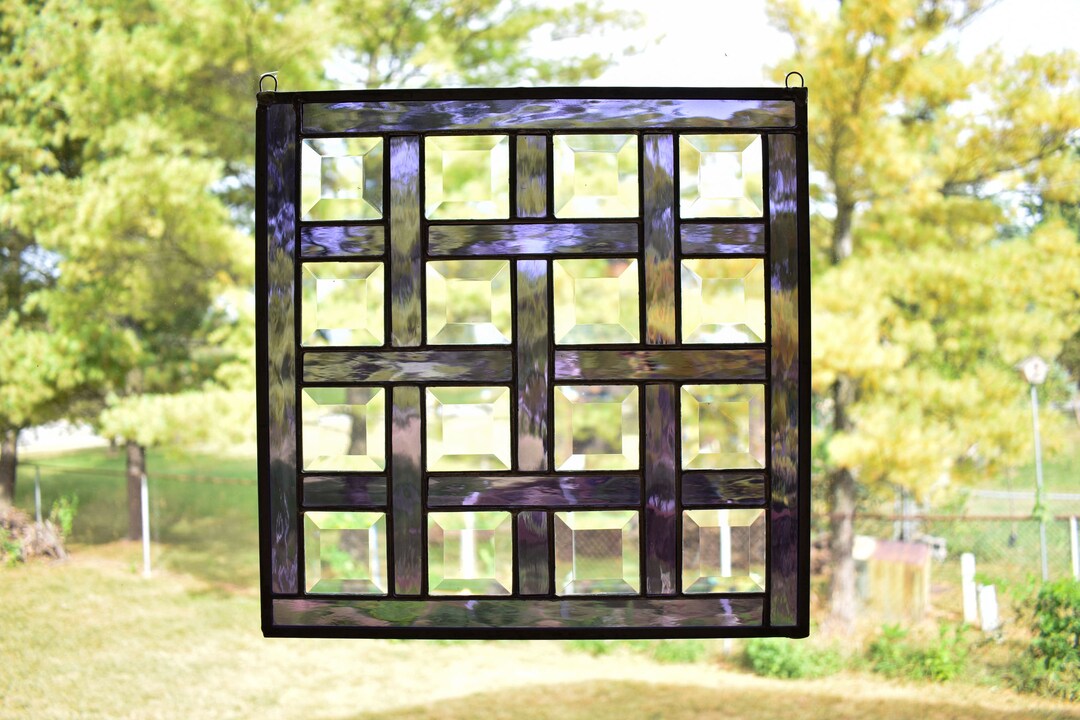 Basket Weave Stained Glass Panel - Etsy