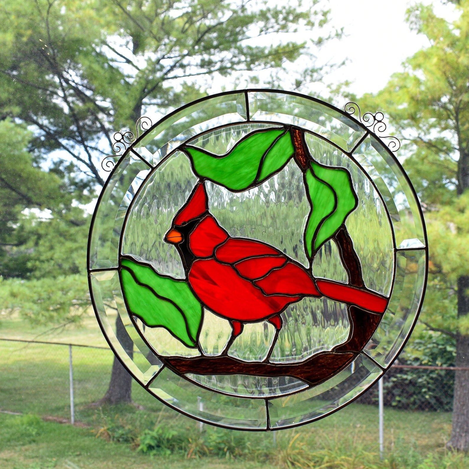 Cardinal on Branch With Beveled Border Panel | Etsy