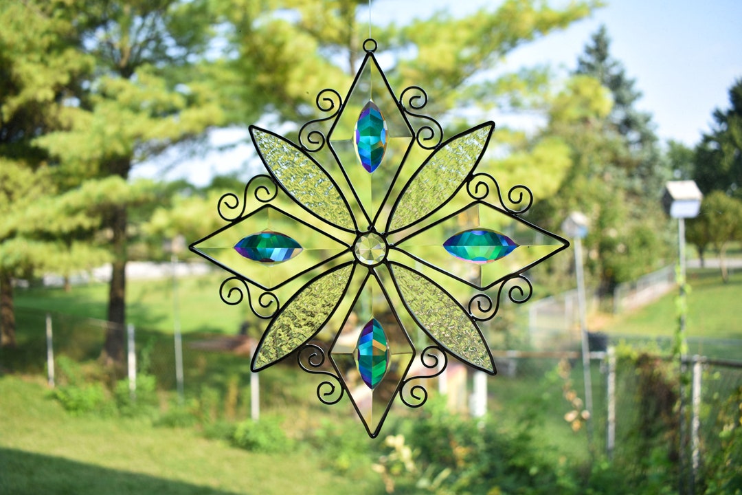 Snowflake, Beveled With Blue or Clear Jewels - Etsy