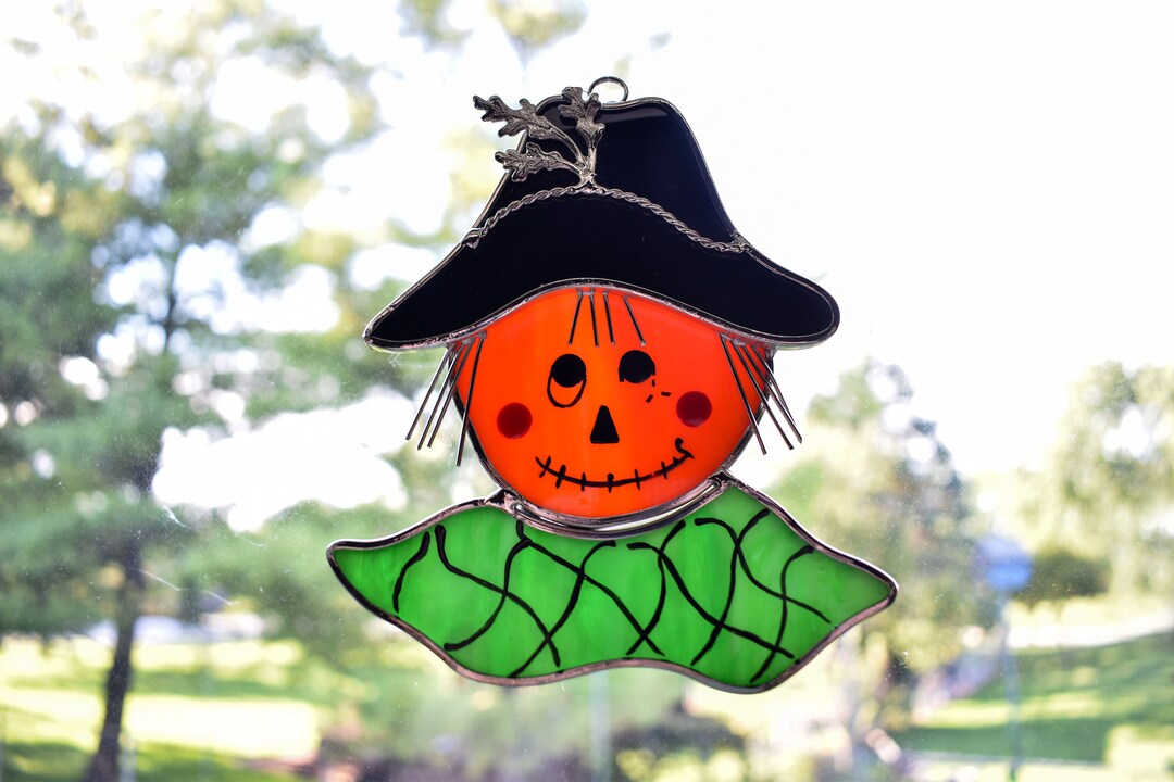 Stained Glass Scarecrow Suncatcher/nightlight/ornament - Etsy