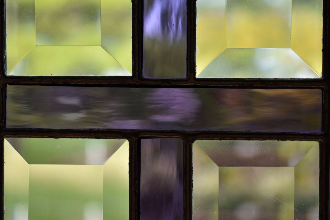 Basket Weave Stained Glass Panel | Etsy