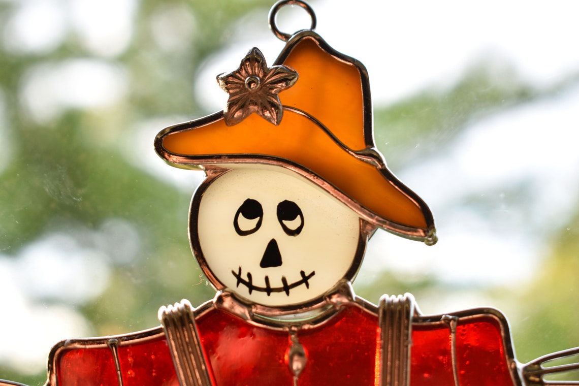 Scarecrow Stained Glass Suncatcher/ornament - Etsy