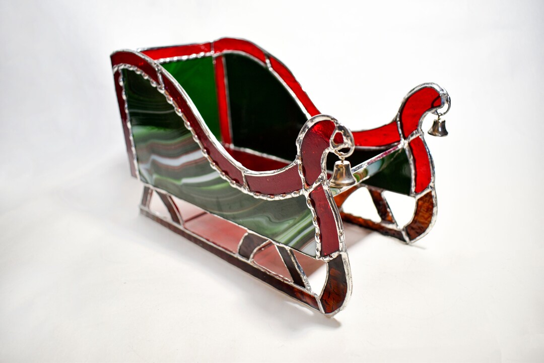 Sants'a Stained Glass Christmas Sleigh - Etsy