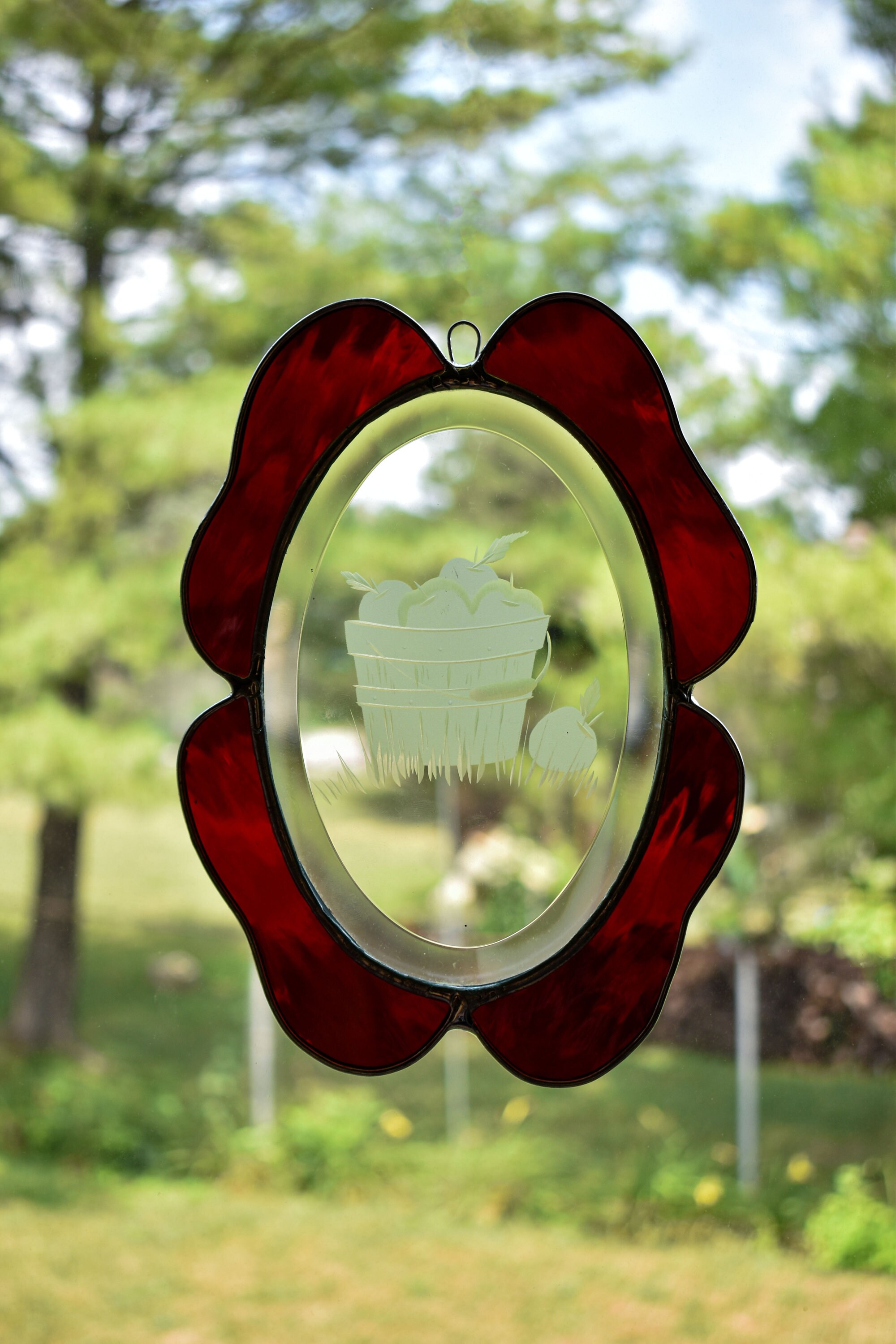 Nature Engraved Bevel Oval Suncatchers With Stained Glass - Etsy