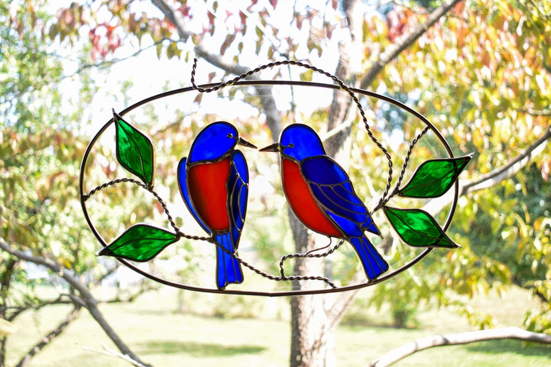 Bluebirds in Oval Wire Frame - Etsy