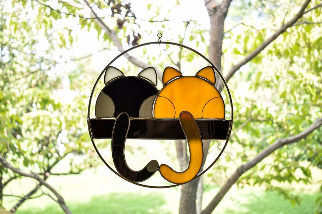 Kitty Stained Glass Suncatcher - Etsy