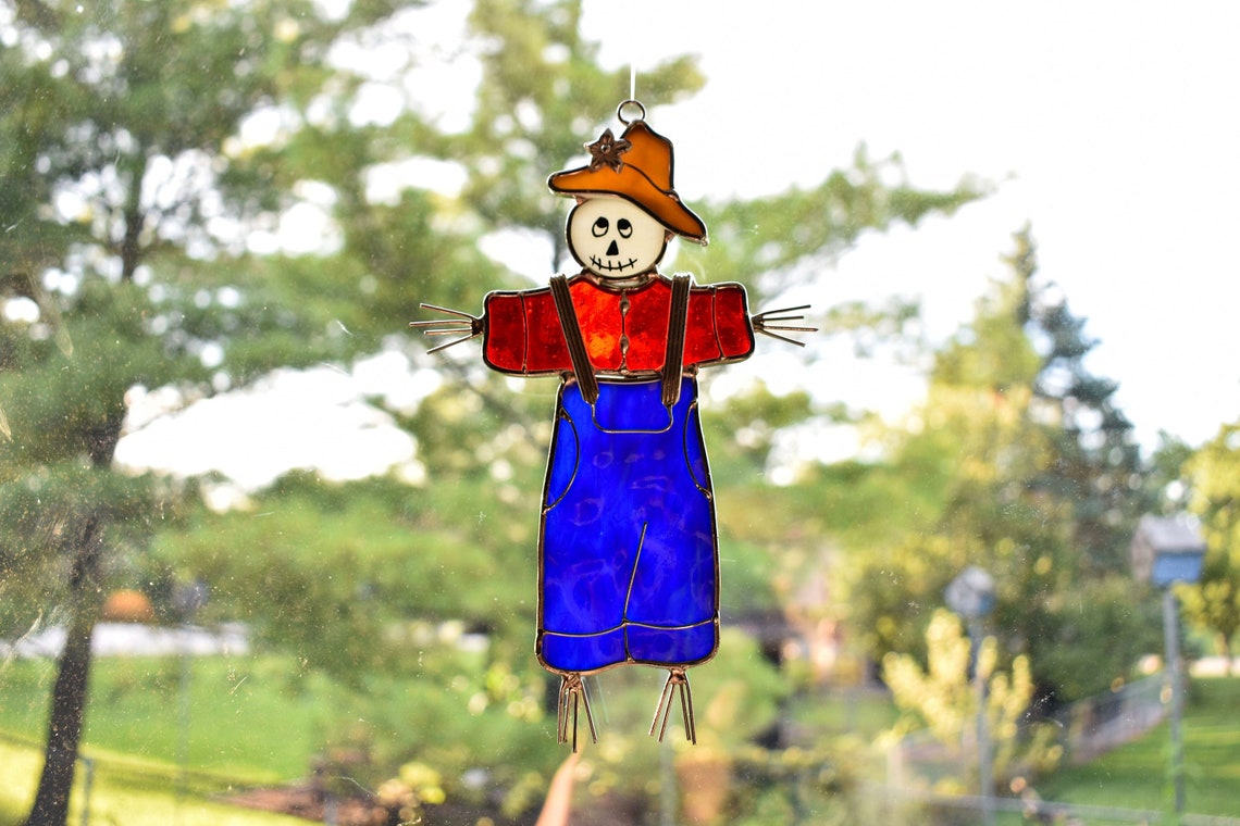Scarecrow Stained Glass Suncatcher/ornament - Etsy