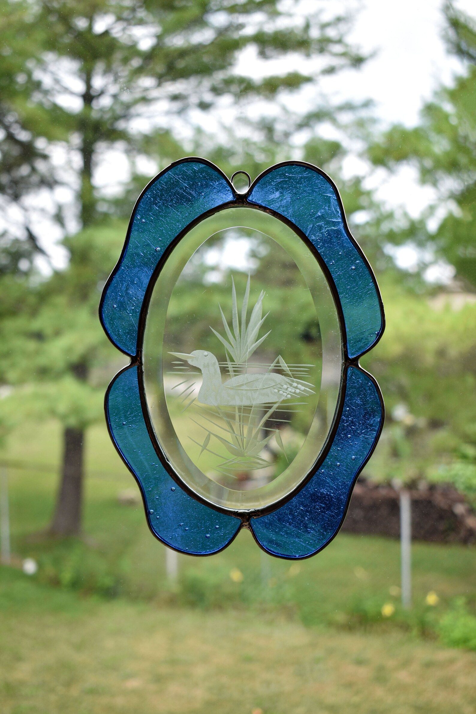 Animals Engraved Bevel Oval Suncatchers With Stained Glass Border - Etsy