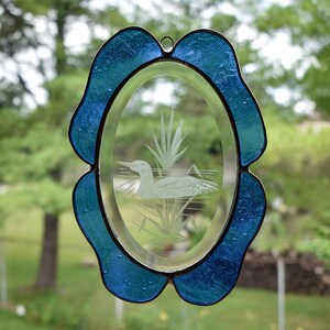 Animals Engraved Bevel Oval Suncatchers With Stained Glass Border - Etsy