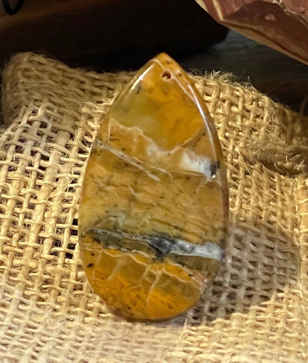 BUMBLEBEE JASPER Pendant 1 1/2 Teardrop natural Stone Rock Mineral Hole ...