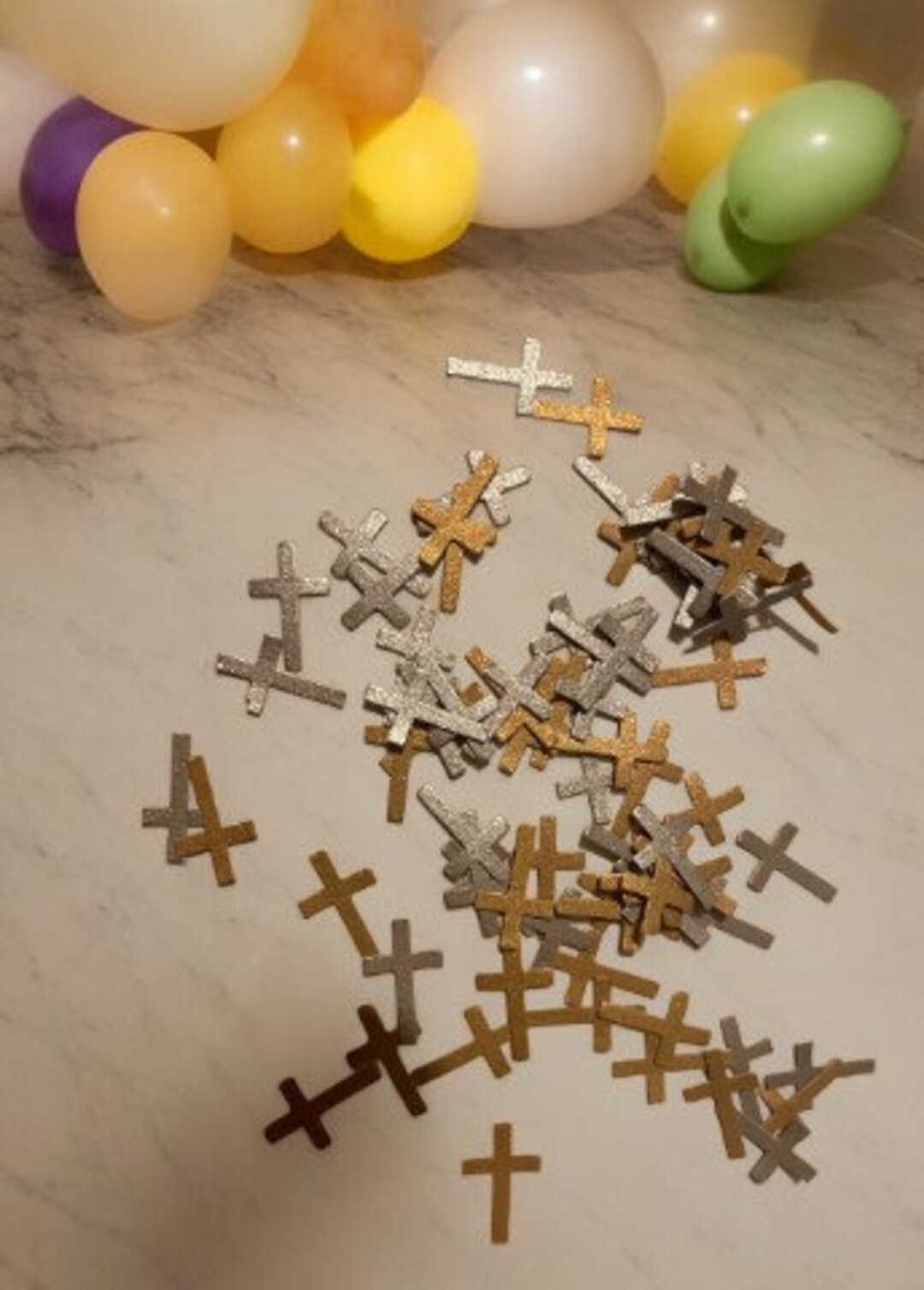 Silver & Gold Cross Confetti - Party Decorations, Photo Props, Displays ...