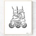 Rollerblade Line Art, Roller Blades Art Print, Roller Bladder Line ...