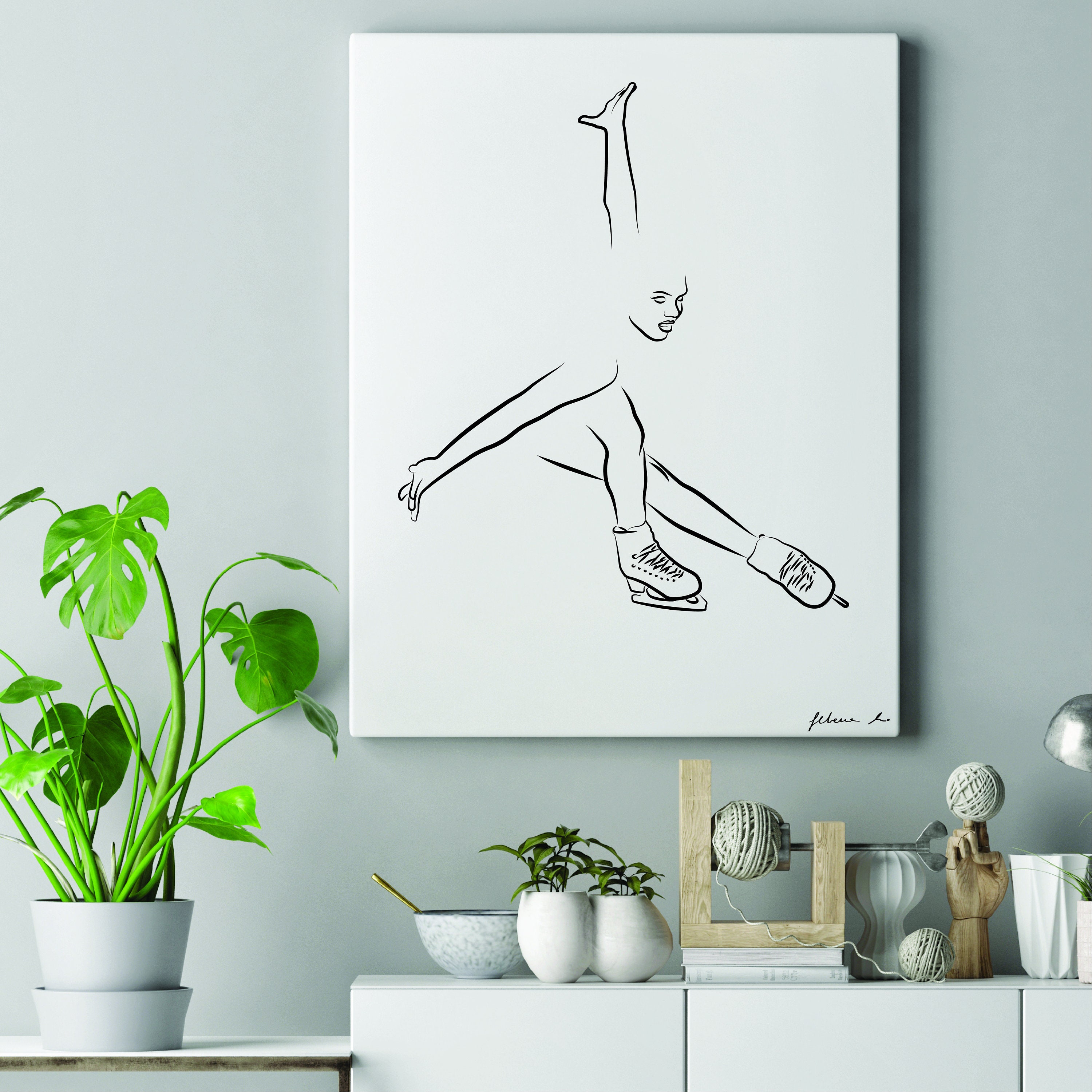 Figure Skater Line Art Sexy Woman Figure Line Drawing Ice - Etsy