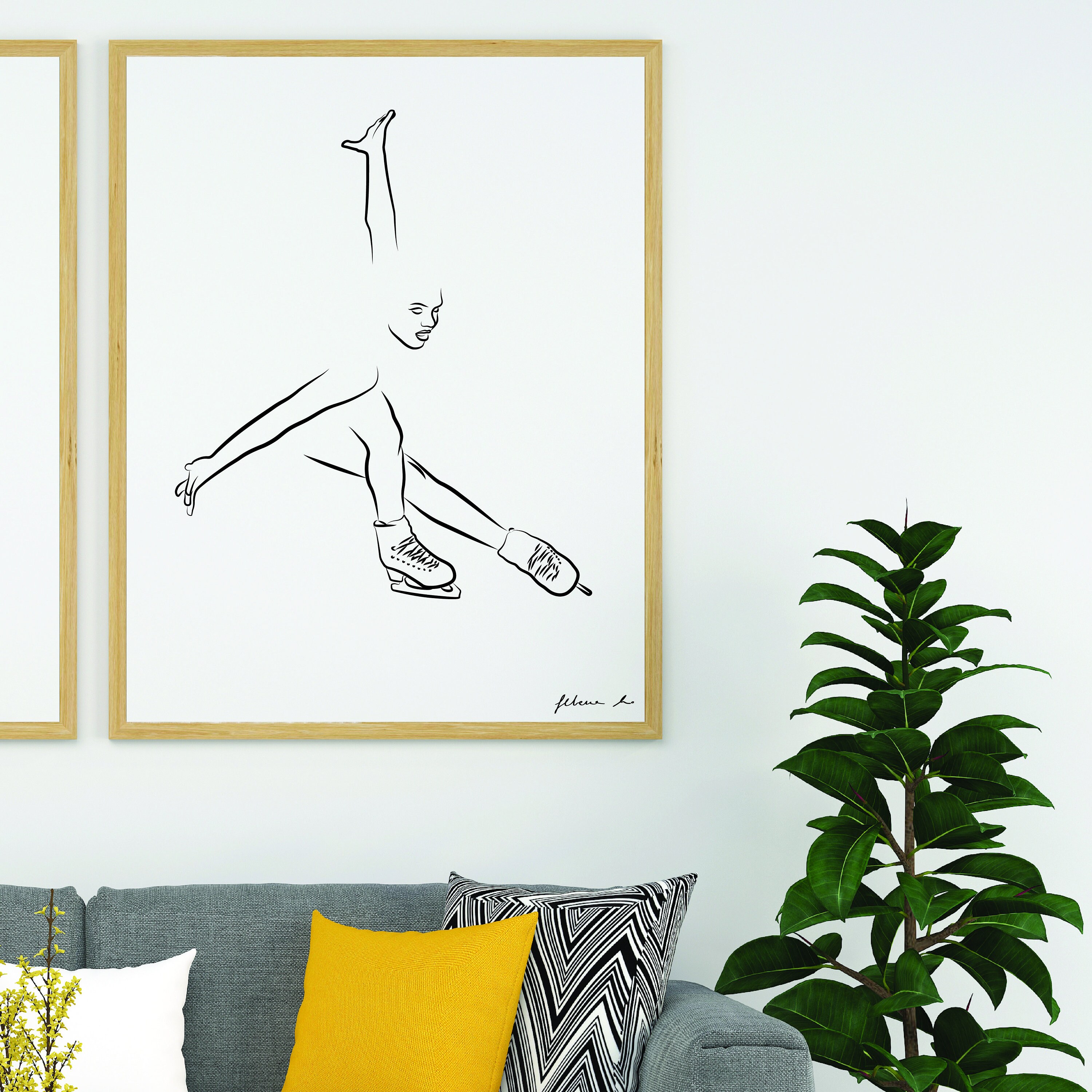 Figure Skater Line Art Sexy Woman Figure Line Drawing Ice - Etsy