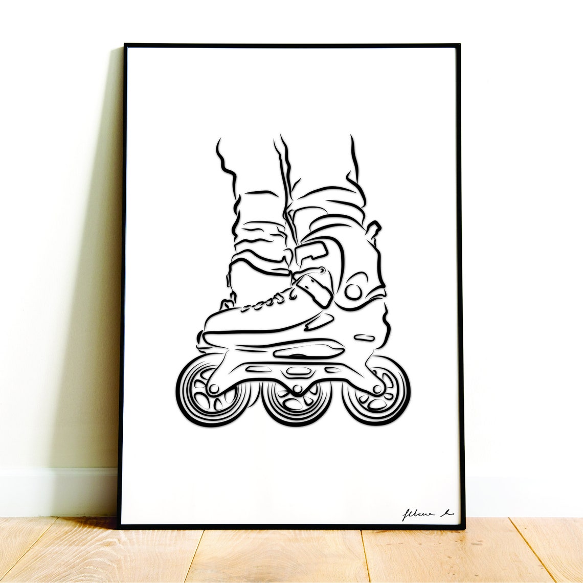 Rollerblade Line Art, Roller Blades Art Print, Roller Bladder Line ...
