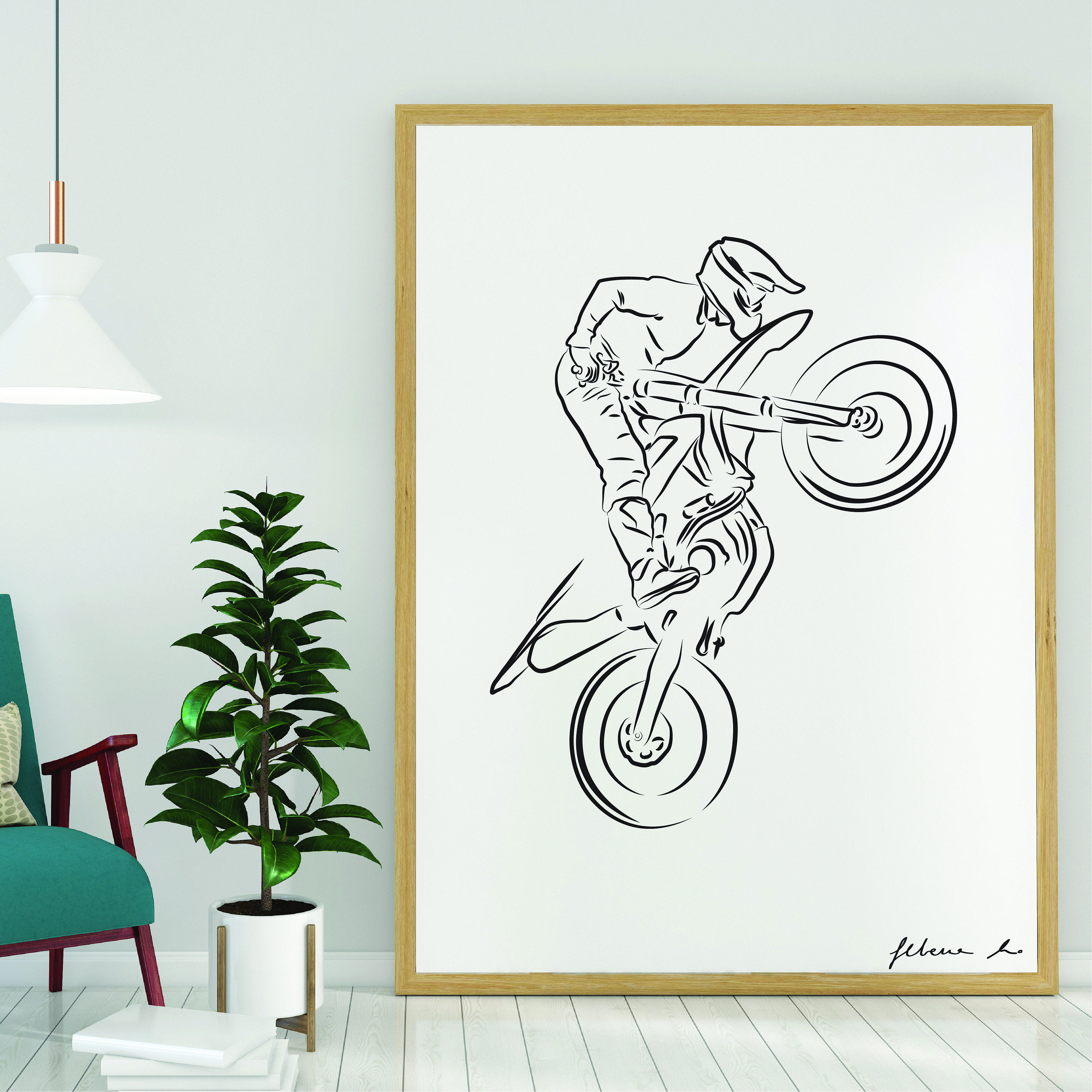 Motorcycle Line Art Motorcyclist Drawing Motorcycle Gifts | Etsy