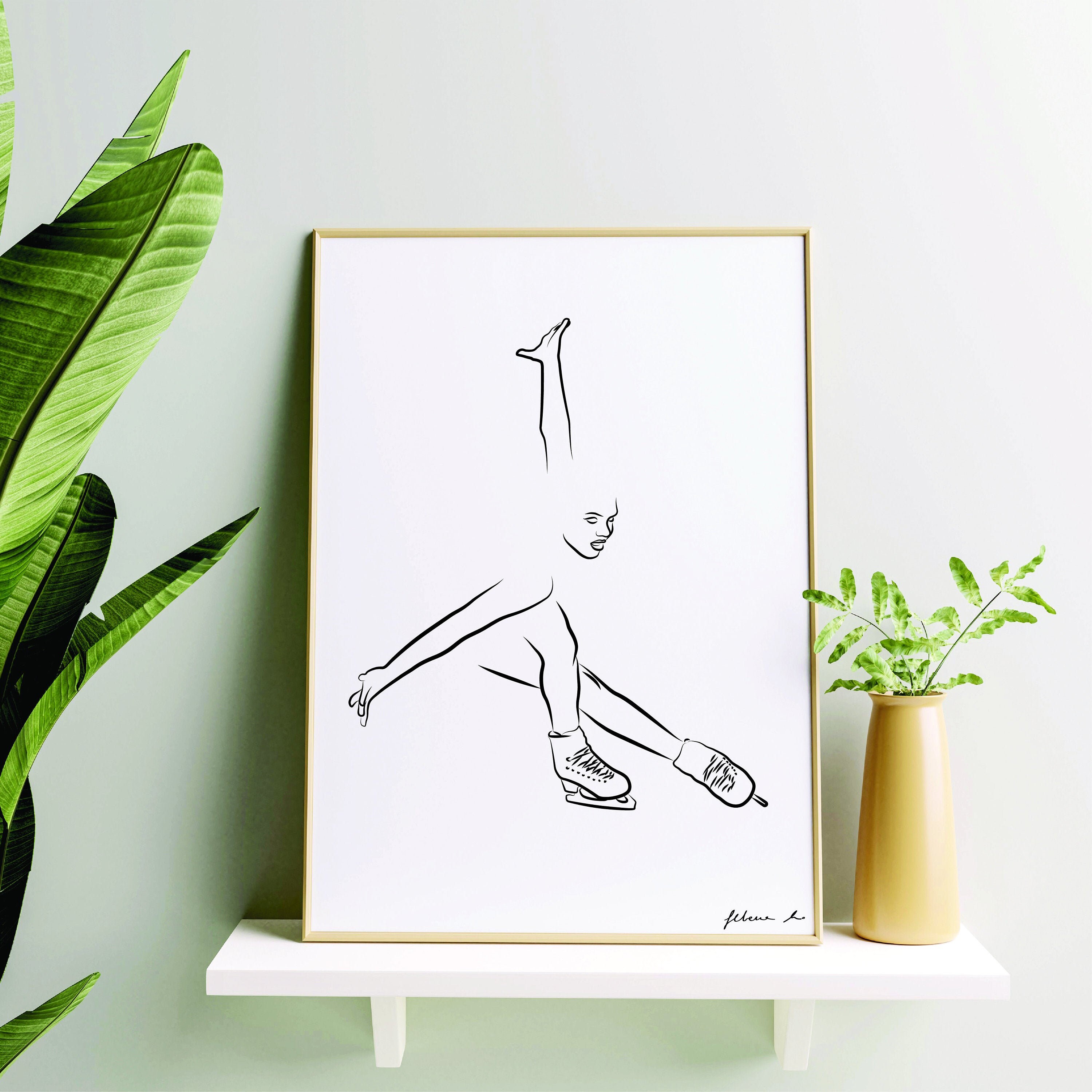 Figure Skater Line Art Sexy Woman Figure Line Drawing Ice - Etsy