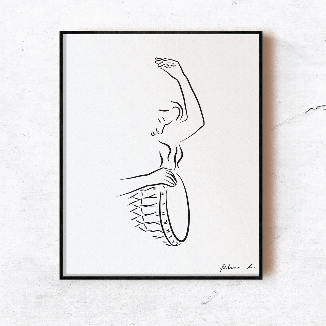 Percussion Drums Line Art Music Lover Printable Poster Woman - Etsy