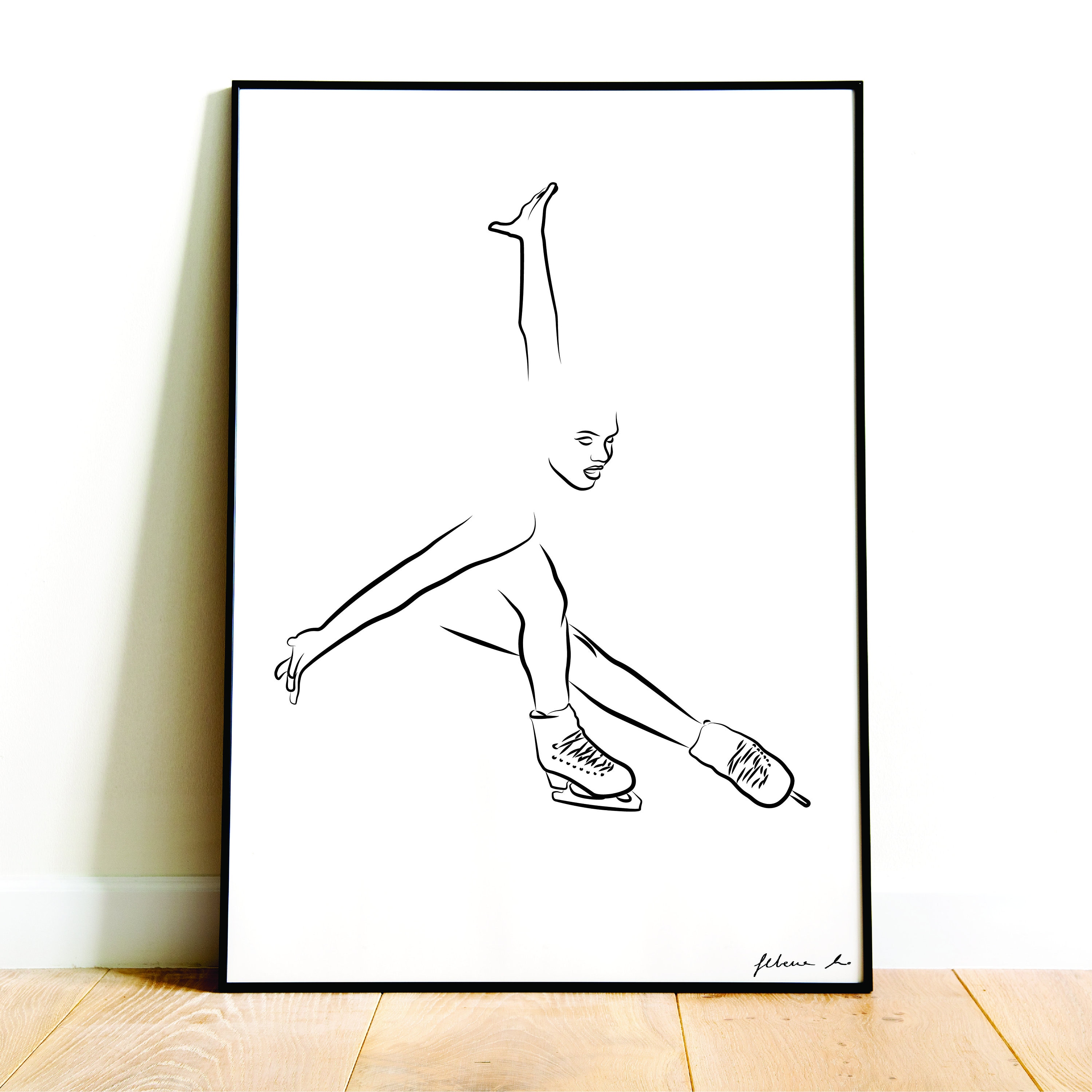 Figure Skater Line Art Sexy Woman Figure Line Drawing Ice - Etsy